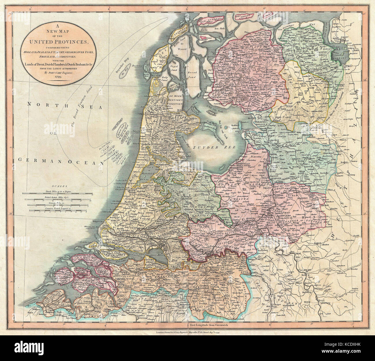 1799, Cary Map of the Netherlands, John Cary, 1754 – 1835, was an ...