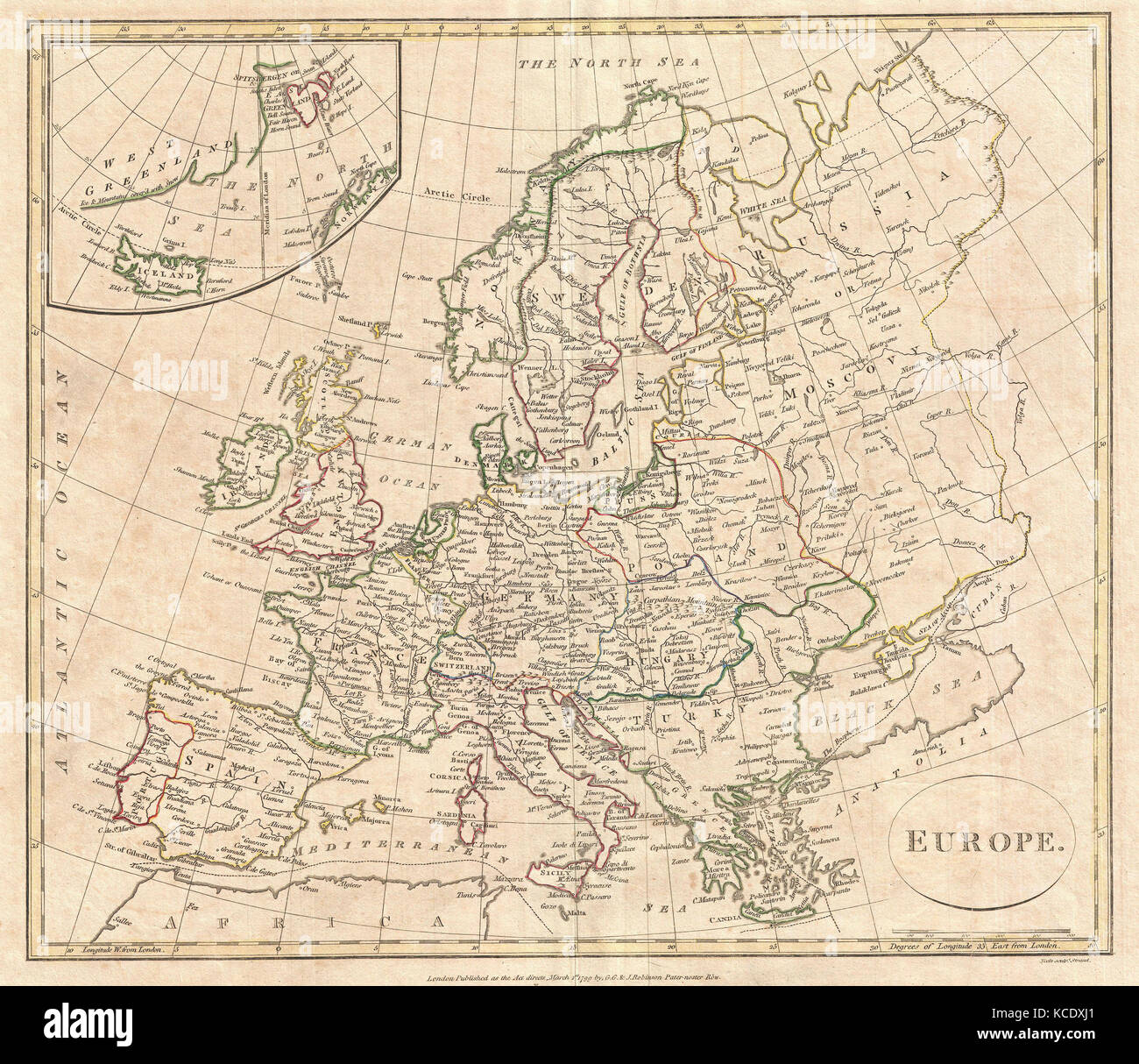 1799, Clement Cruttwell Map of Europe Stock Photo - Alamy