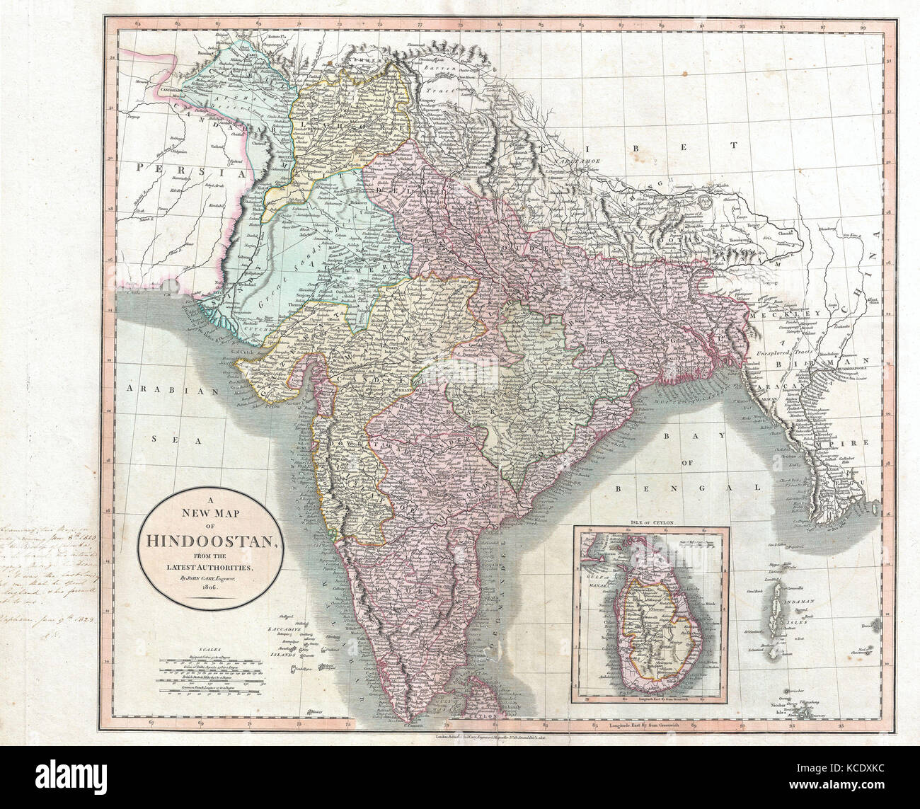 1806, Cary Map of India or Hindoostan, John Cary, 1754 – 1835, English ...