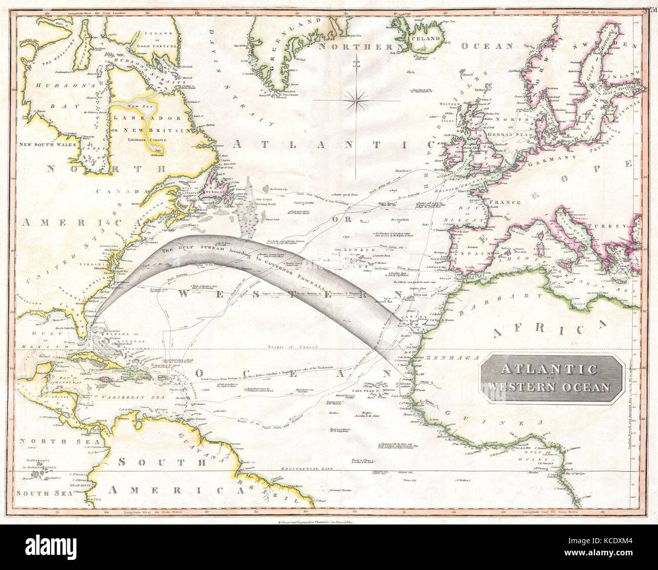1814, Thomson Map of the Atlantic Ocean, John Thomson, 1777 - 1840, was ...