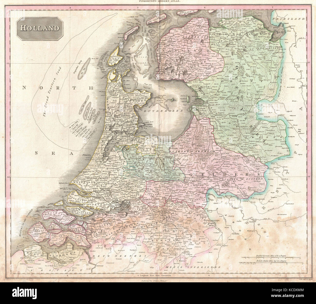 Pinkerton map of holland or the netherlands hi-res stock photography ...