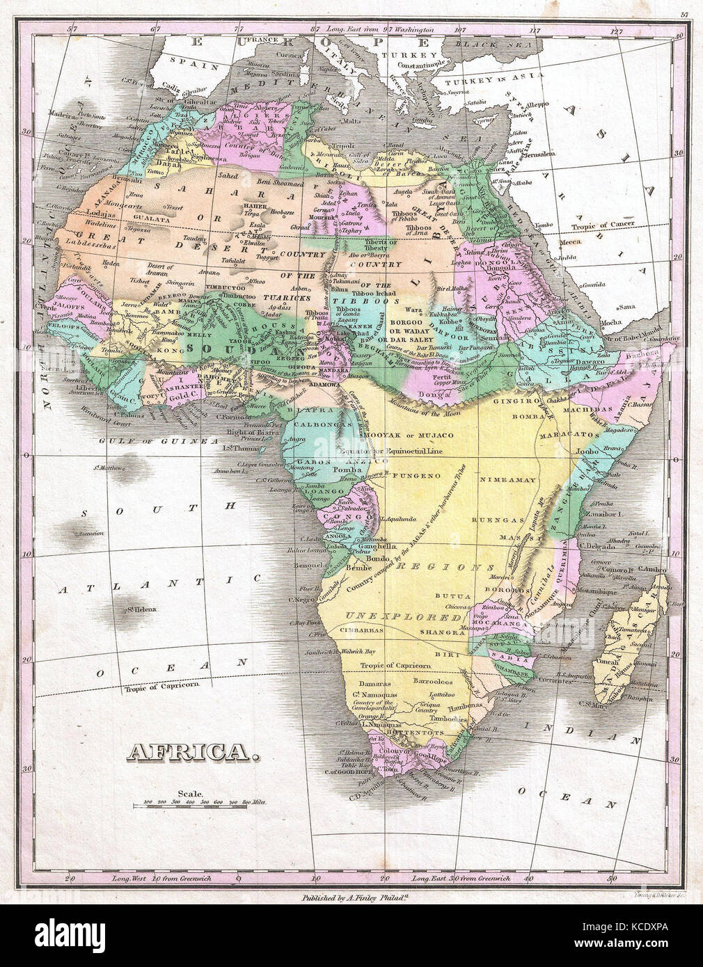 1827, Finley Map of Africa, Anthony Finley mapmaker of the United ...