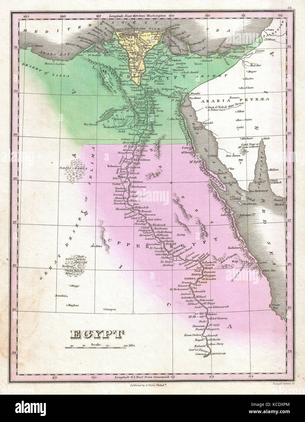 1827, Finley Map of Egypt, Anthony Finley mapmaker of the United States ...