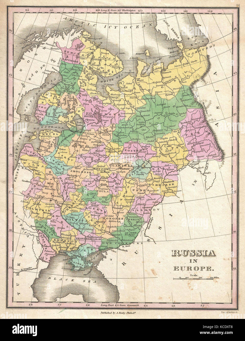 1827, Finley Map of Russia, Anthony Finley mapmaker of the United ...