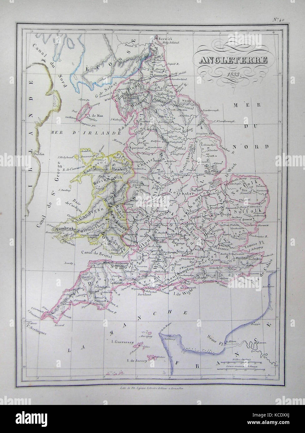 1837, Malte-Brun Map of England Stock Photo - Alamy
