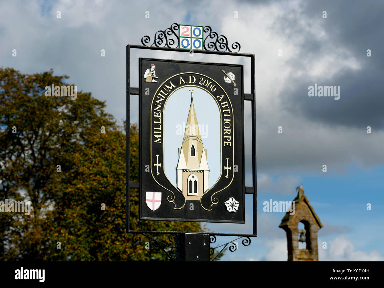 The Millennium village sign, Abthorpe, Northamptonshire, England, UK ...