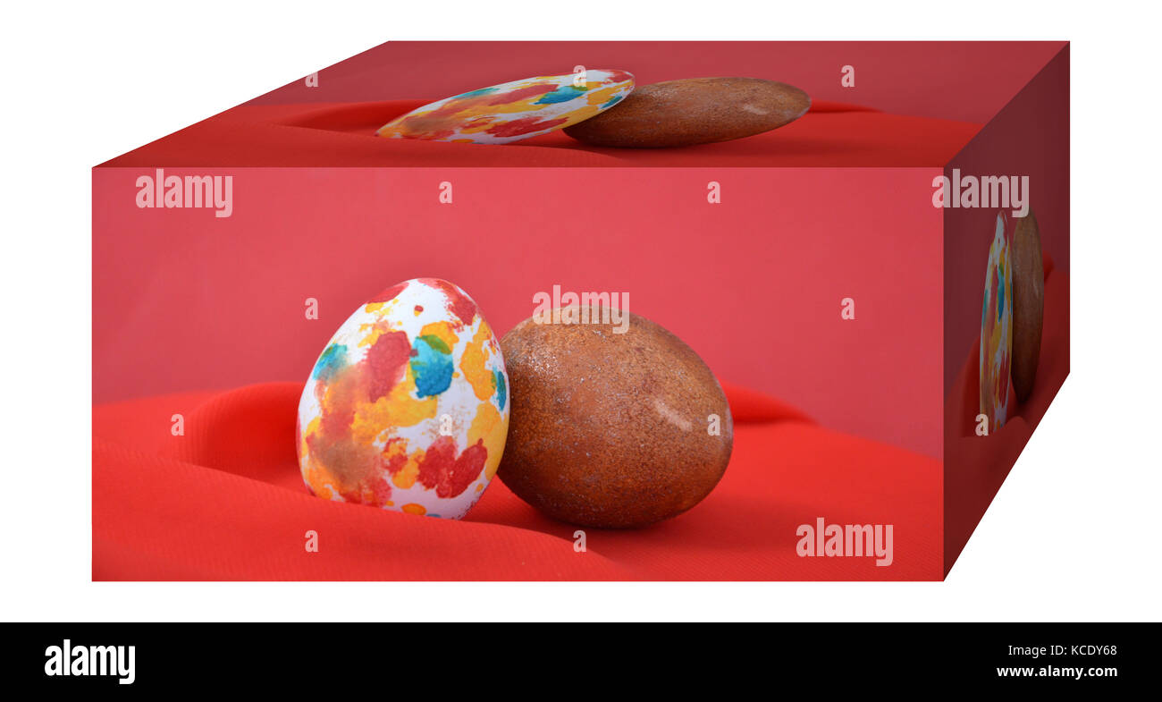 easter in a cube, eggs in a effect of cube Stock Photo - Alamy
