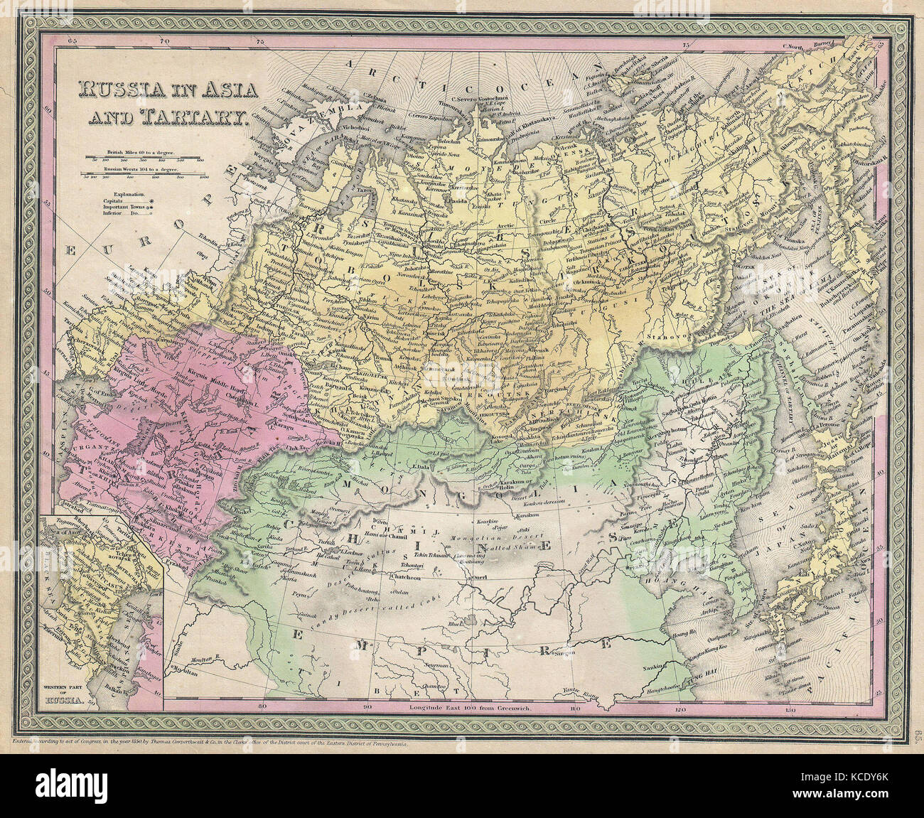 1853, Mitchell Map of Russia in Asia and Tartary Stock Photo - Alamy