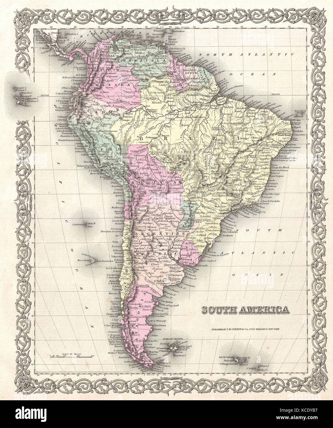 1855, Colton Map of South America Stock Photo - Alamy