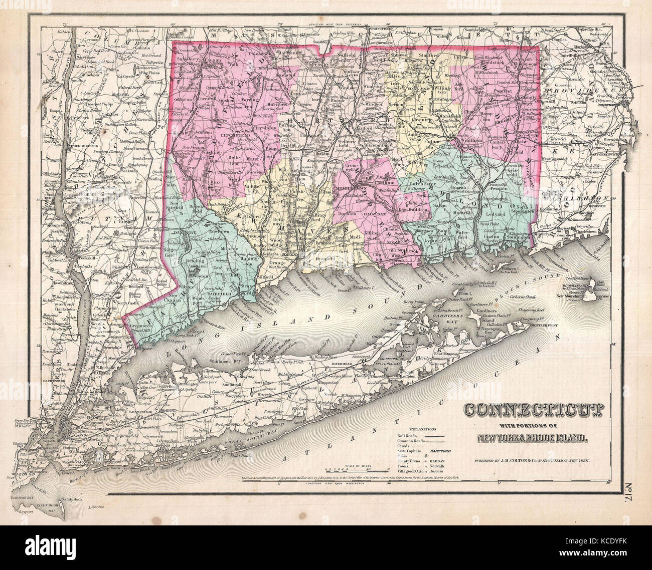 Colton map of connecticut and long island hi-res stock photography and ...