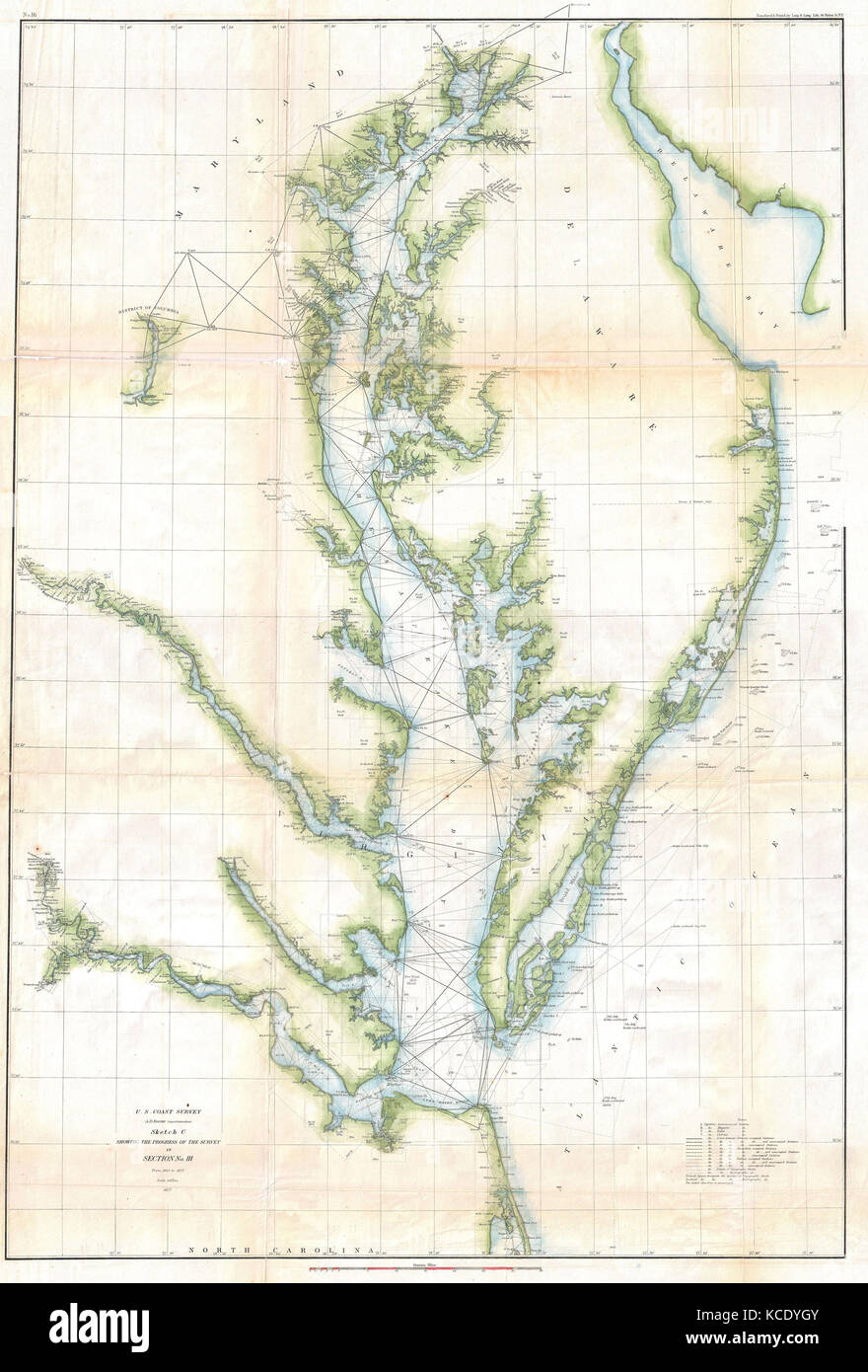 1857, U.S. Coast Survey Map of the Chesapeake Bay Stock Photo - Alamy