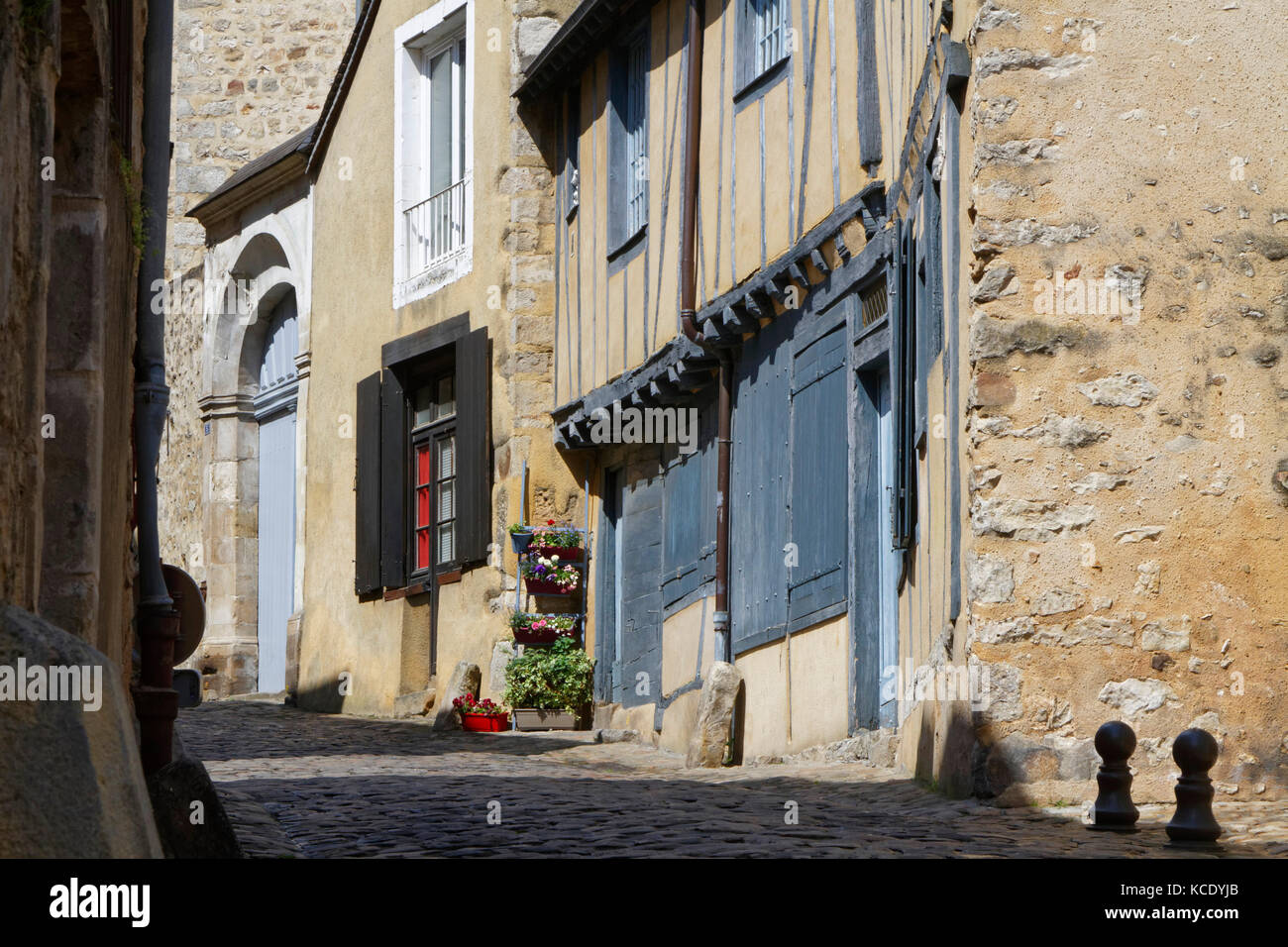 LE MANS, FRANCE, April 28, 2017 : Old street in city center of Le Mans ...