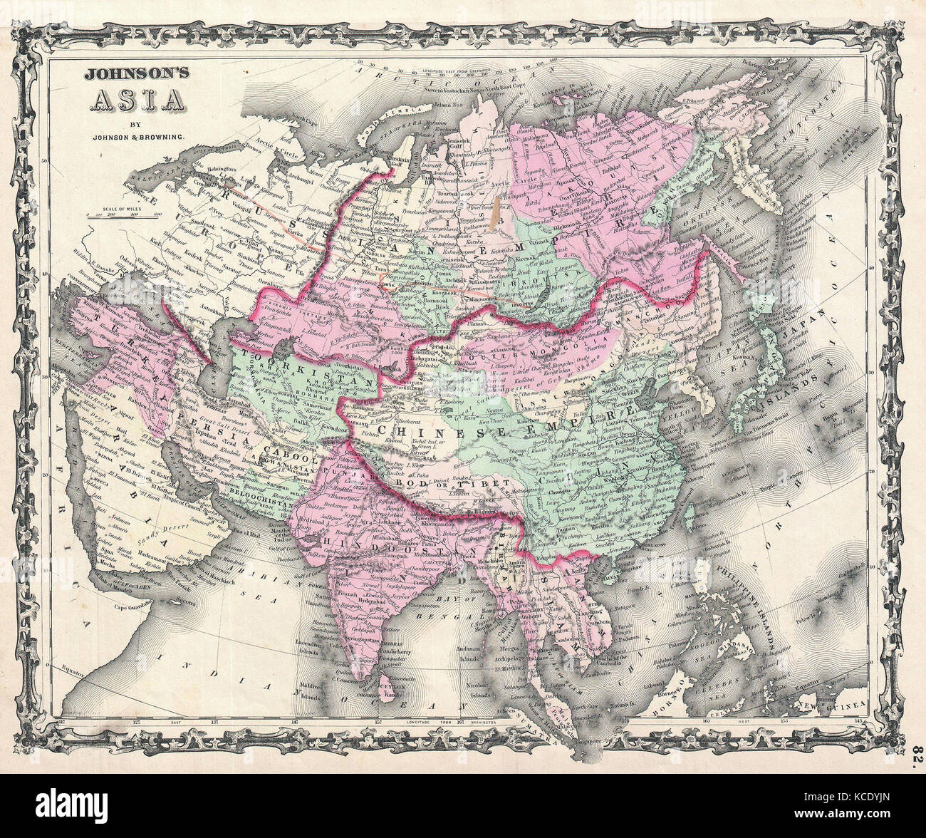 1861, Johnson Map of Asia Stock Photo - Alamy