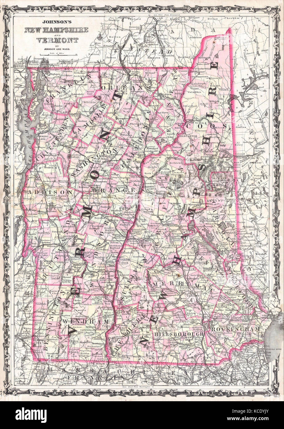 Map of vermont and new hampshire hi-res stock photography and images ...