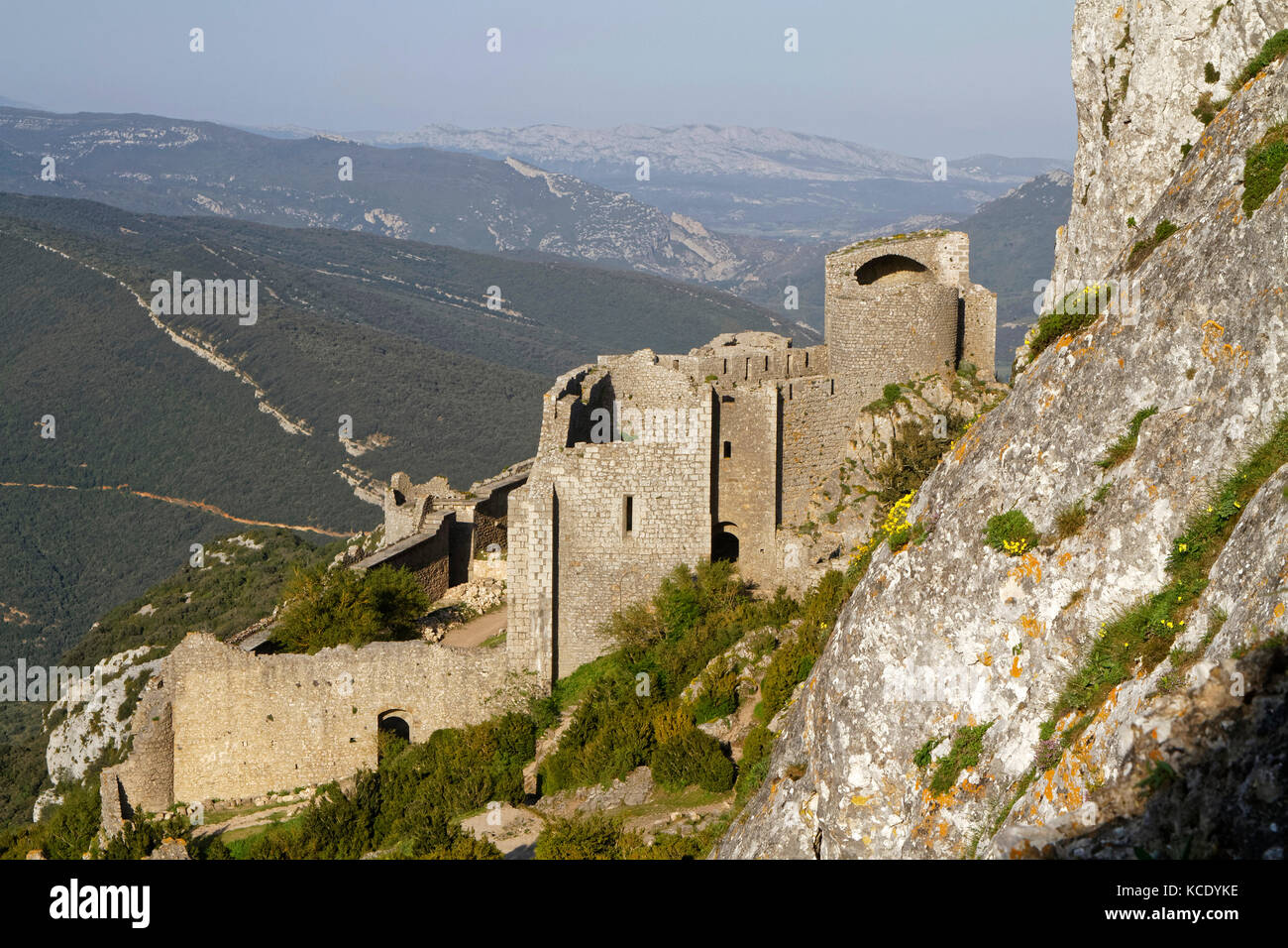 DUILHAC, FRANCE, May 27, 2016 : Peyrepertuse is a ruined fortress and ...