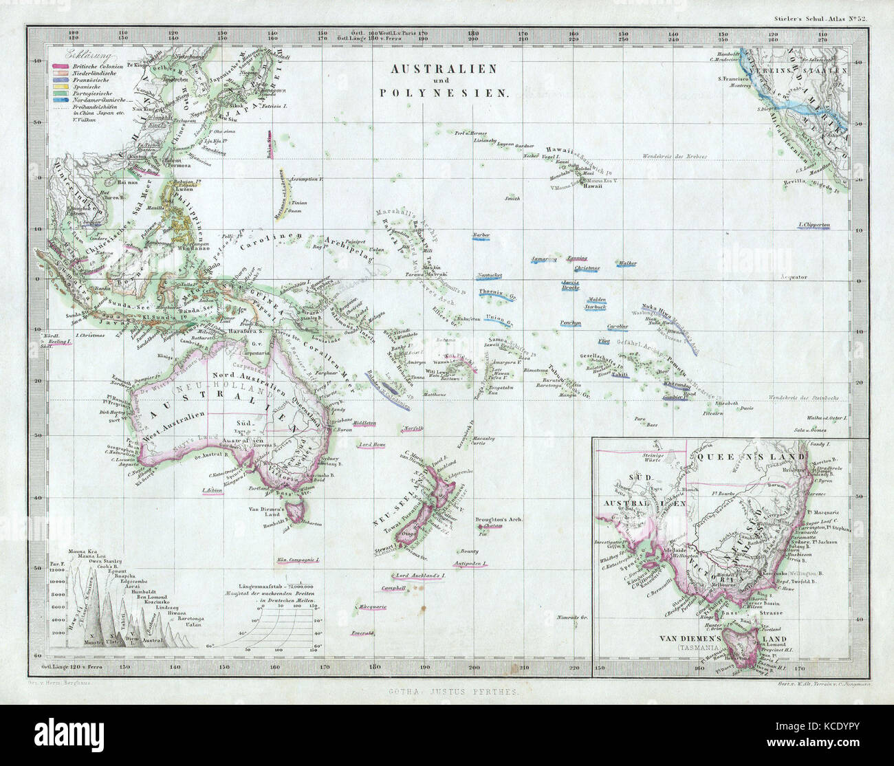 Stieler map of australia and polynesia hi-res stock photography and ...