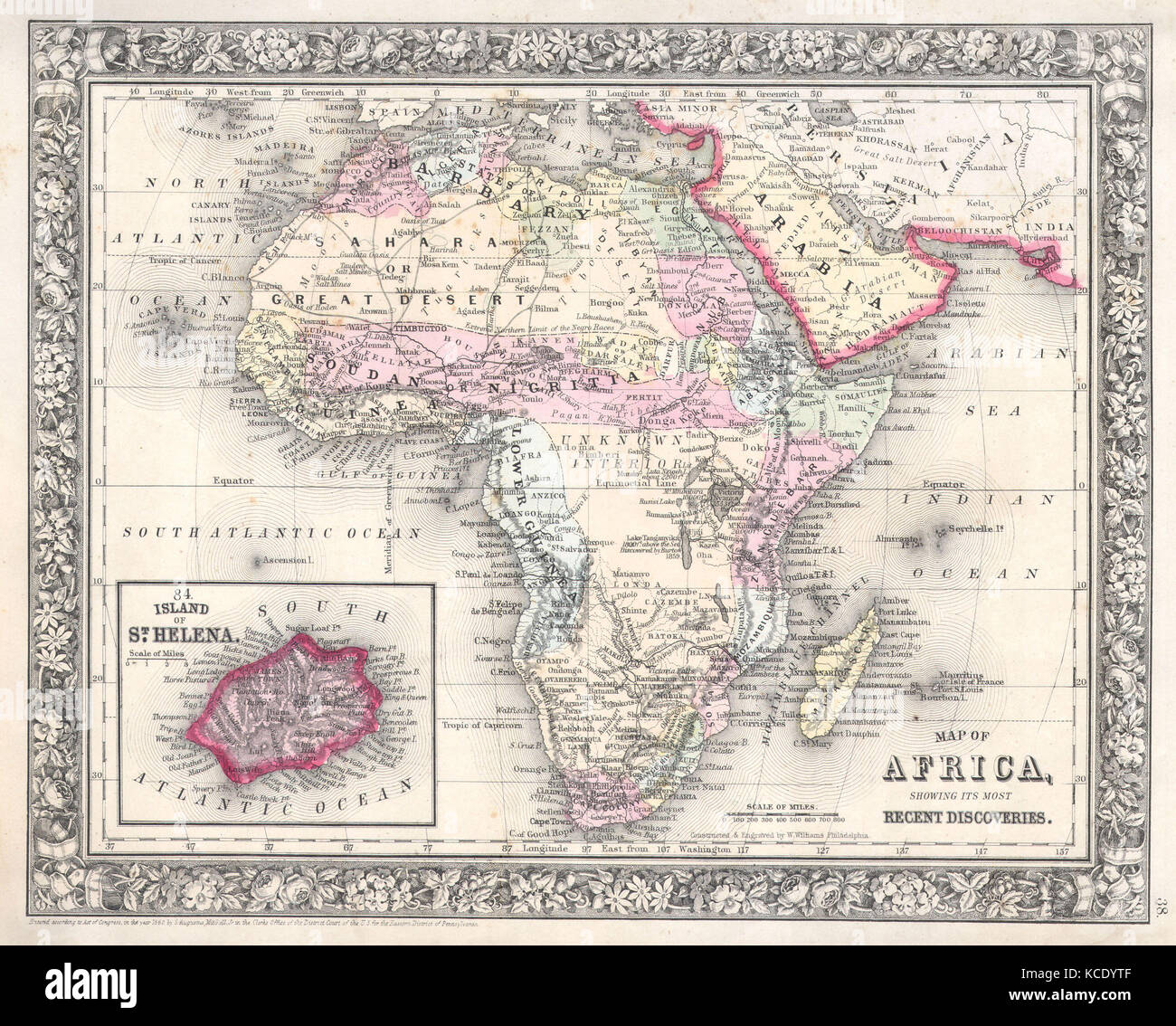 1864, Mitchell Map of Africa Stock Photo - Alamy