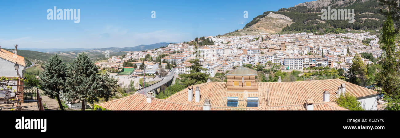 Panoramic view of Cazorla village, in the Sierra de Cazorla, Segura and ...