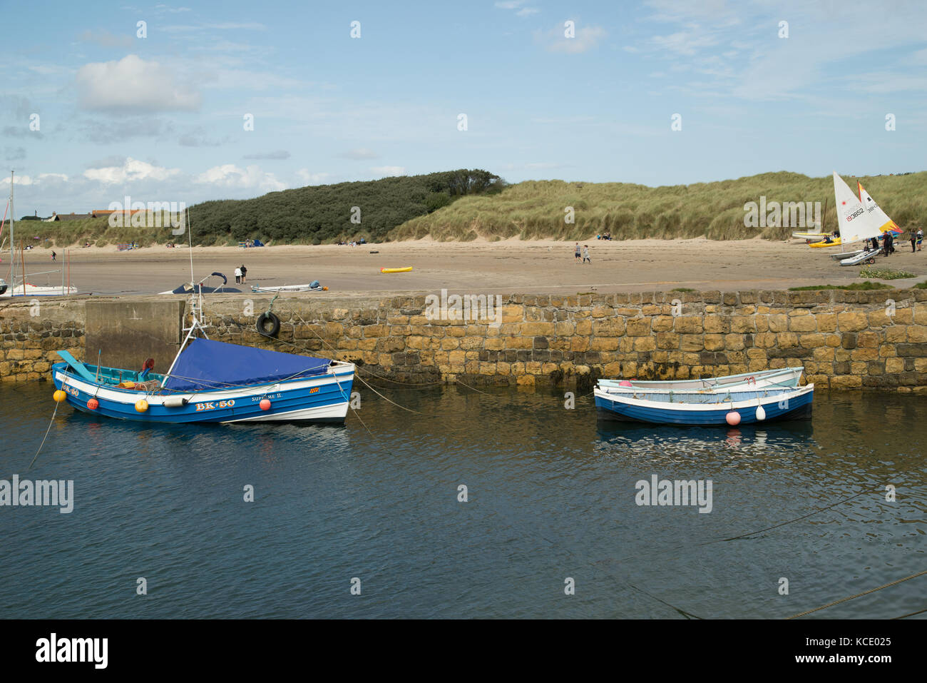 Fishing boats at Beadnell harbour, Northumberland, England Stock Photo ...