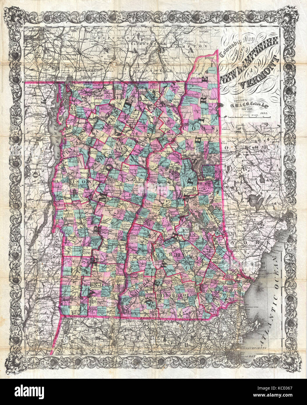Map of vermont and new hampshire hi-res stock photography and images ...