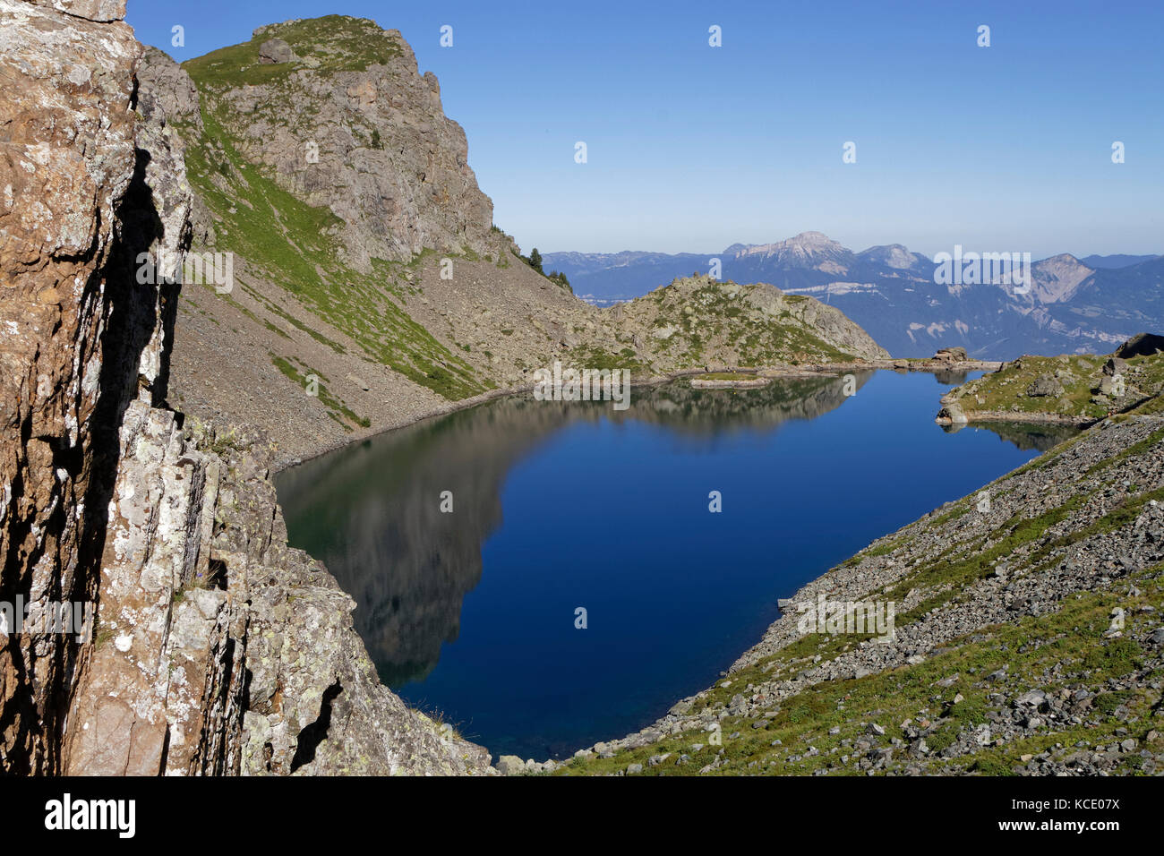 A mountain lake in Belledonne mountain range, and Chartreuse in the ...