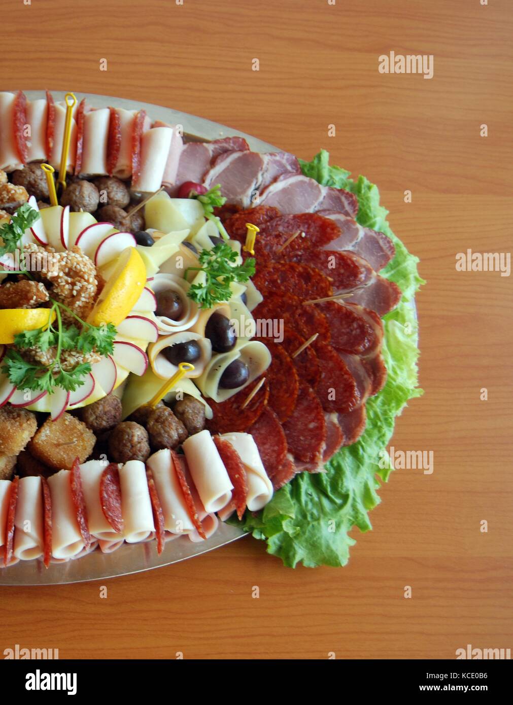 meat delicatessen cold cuts plate,picture of a Stock Photo - Alamy