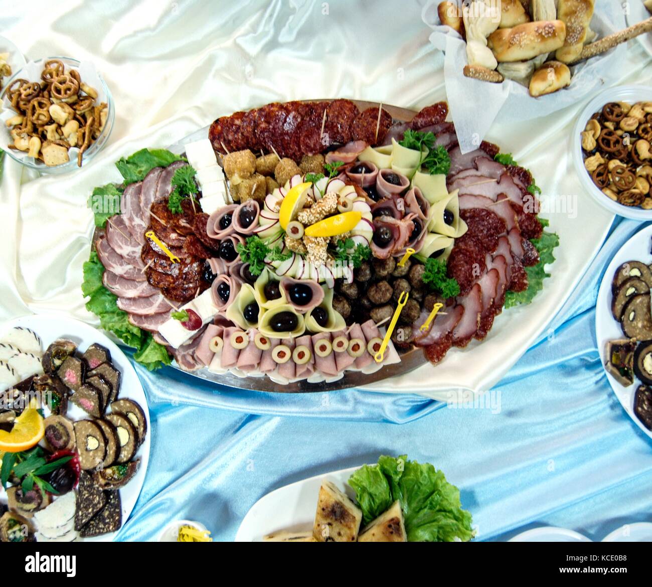 meat delicatessen cold cuts plate,picture of a Stock Photo - Alamy