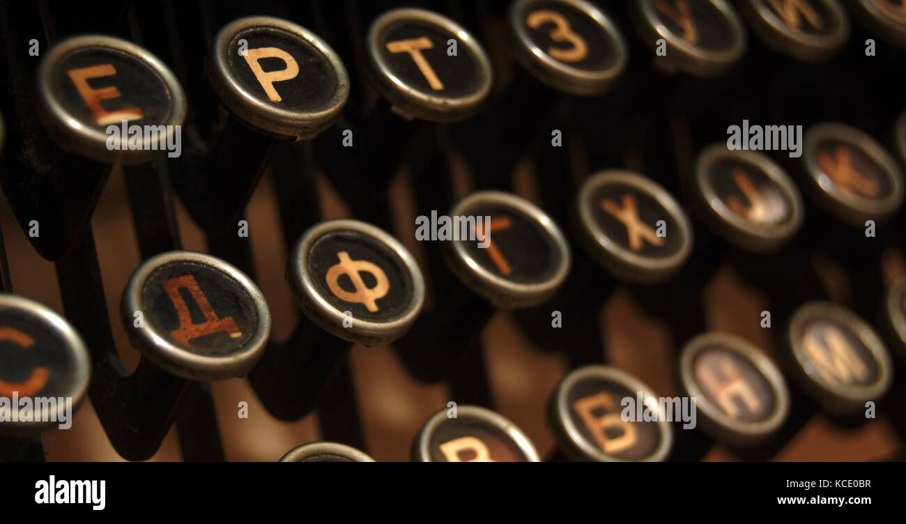 Old vintage cyrilic typewriter keys,picture of a Stock Photo - Alamy