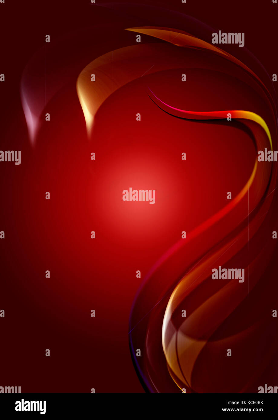 Red illuminated background with falling red and yellow shimmering waves ...