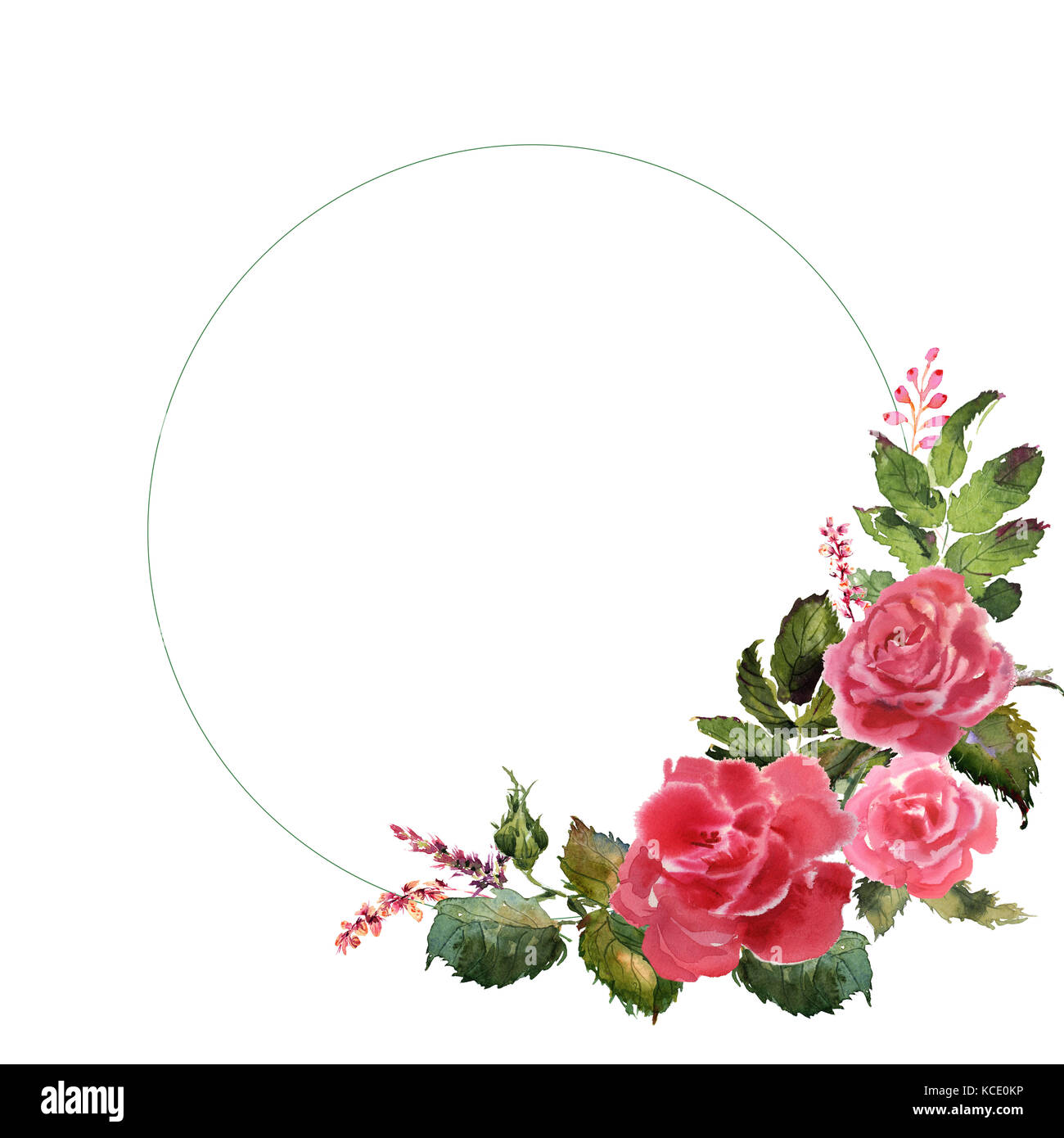Romantic watercolor rose flowers wreath frame Stock Photo - Alamy Romantic watercolor rose flowers wreath frame Stock Photo - Alamy