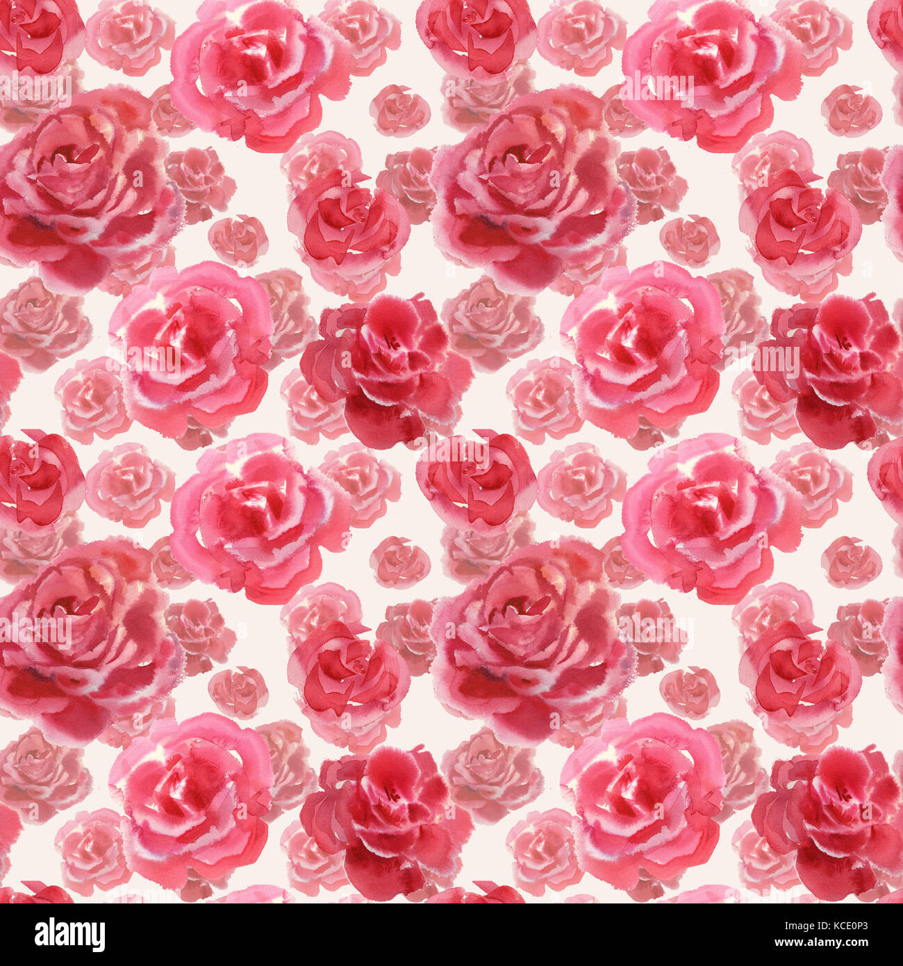 Rose flowers handmade watercolor seamless pattern gentle Stock Photo ...
