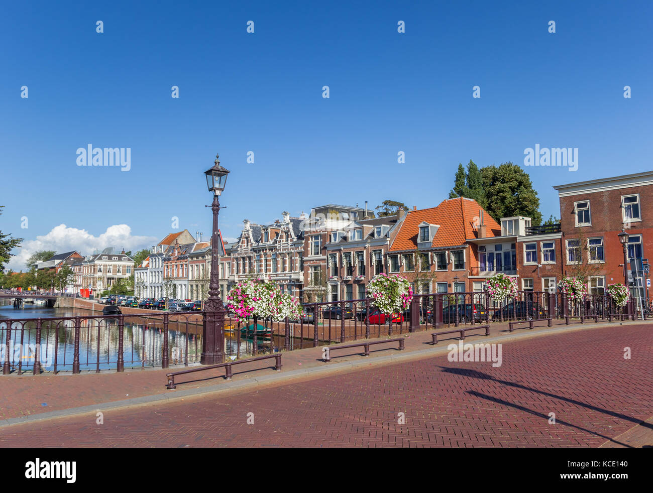 Bridge with flowers in the historic center of Haarlem, Netherlands ...