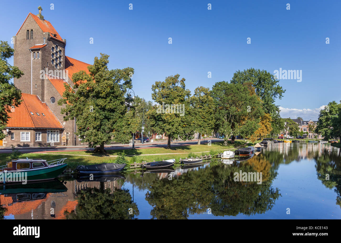 Park and church in the old center of Haarlem, Netherlands Stock Photo ...