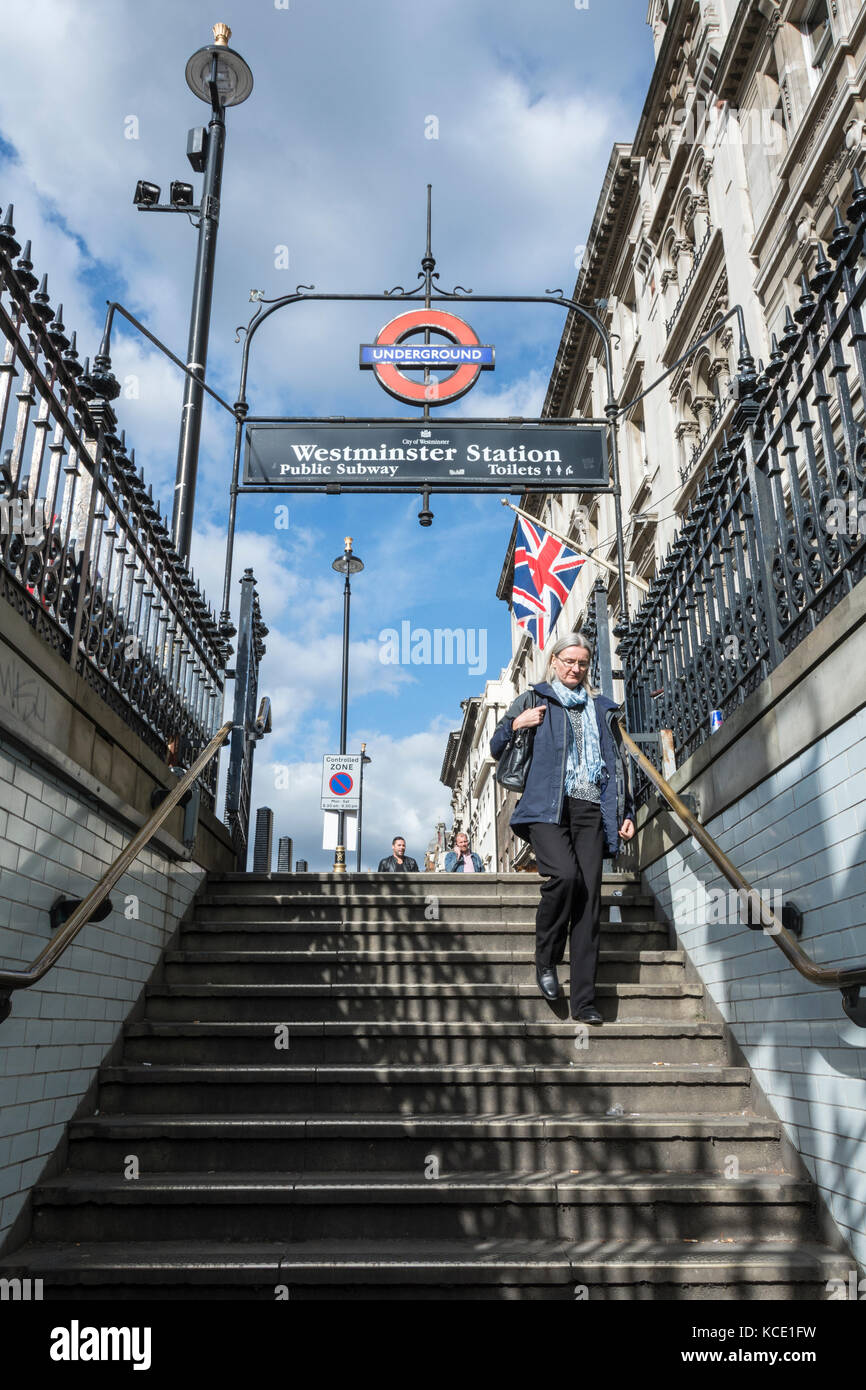 Entrance to Westminster Underground Station, Westminster, London, UK ...