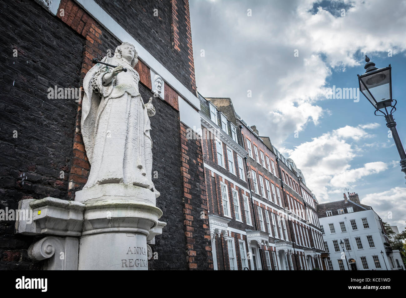 A Grade I-listed statue of Queen Anne, Queen of England, on Queen Anne ...