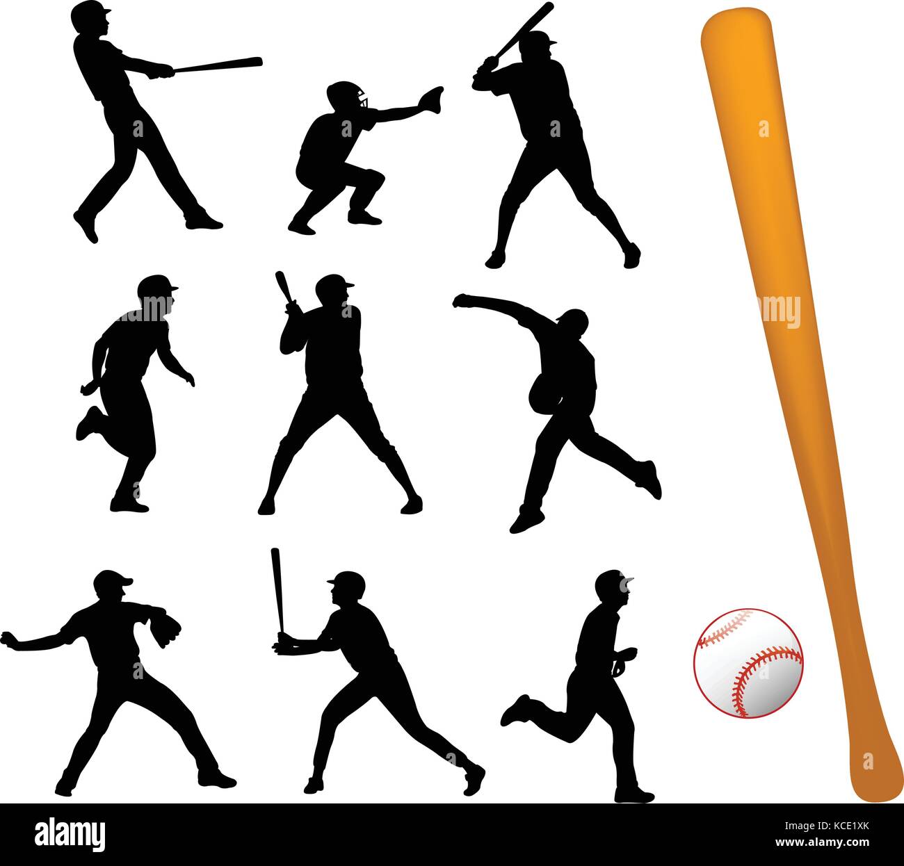 baseball players collection - vector Stock Vector Image & Art - Alamy