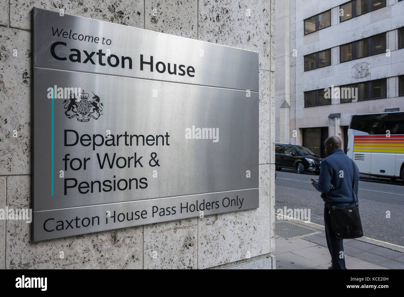 Sign outside Caxton House at the Department for Work and Pensions (DWP ...
