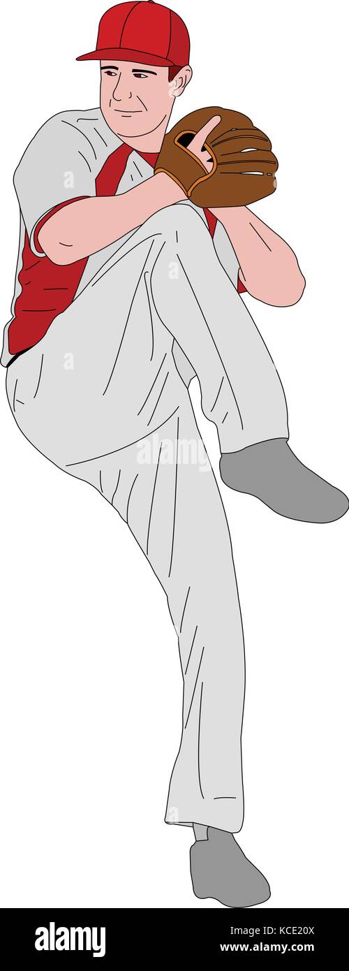 baseball pitcher detailed illustration - vector Stock Vector Image ...