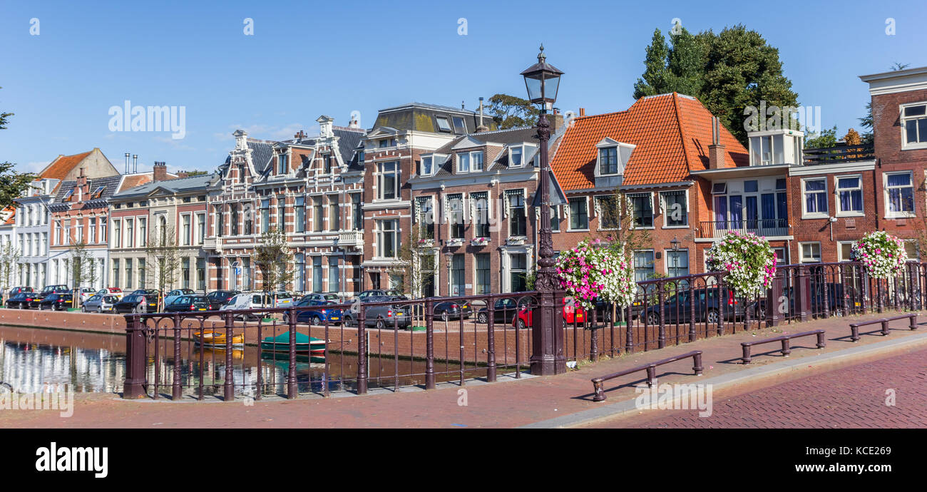 Panorama of a bridge in the historic center of Haarlem, Netherlands ...