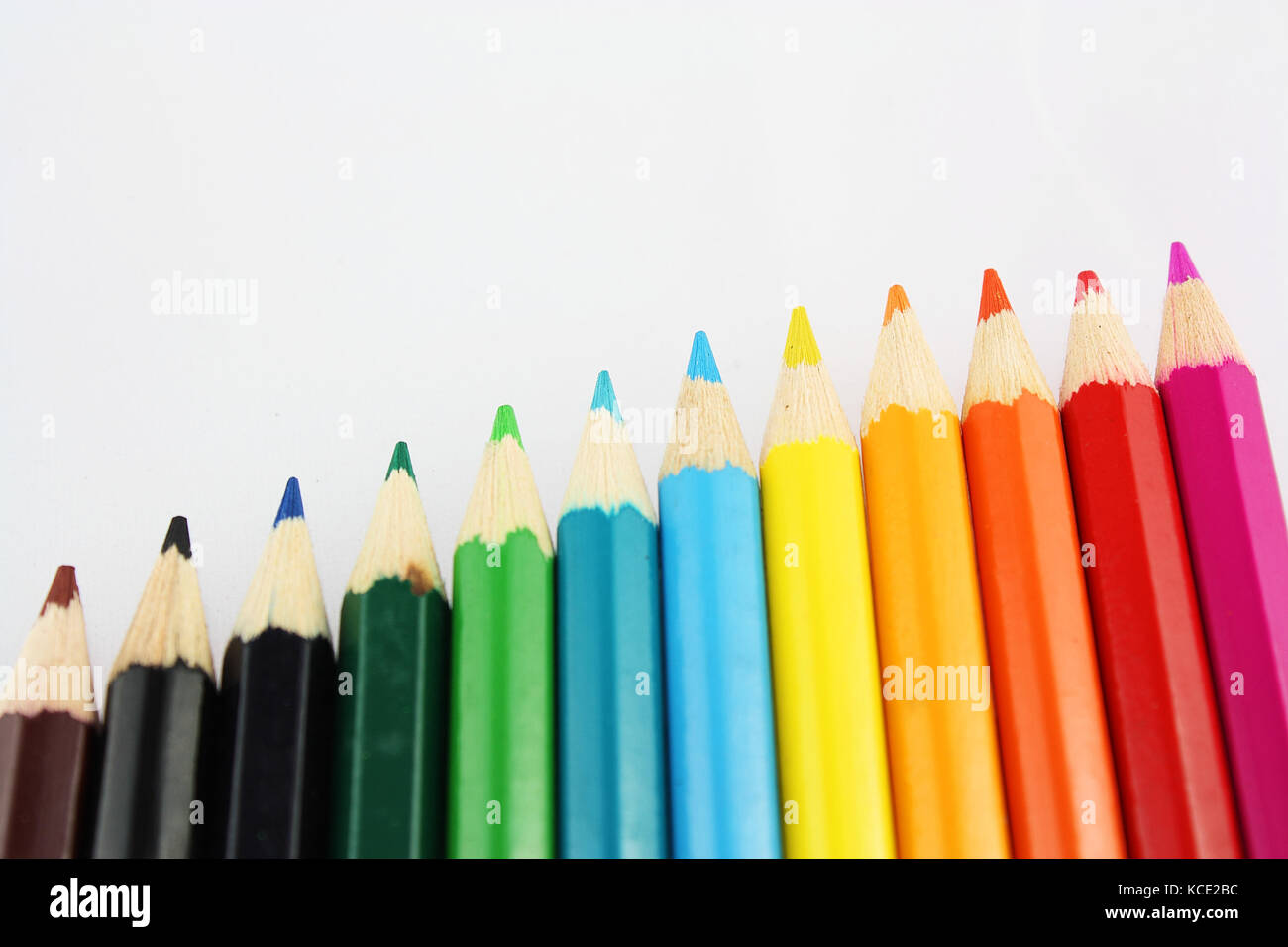 set of different colored pencils with white background Stock Photo - Alamy