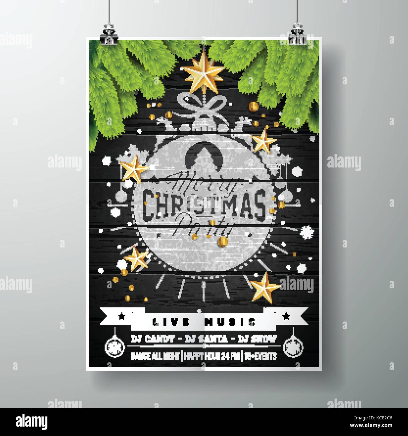 Vector Merry Christmas Party design with holiday typography elements ...