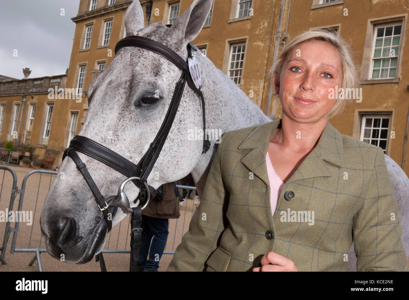 Phoebe Buckley, three day eventer, with her horse 'Frosty' at Badminton ...