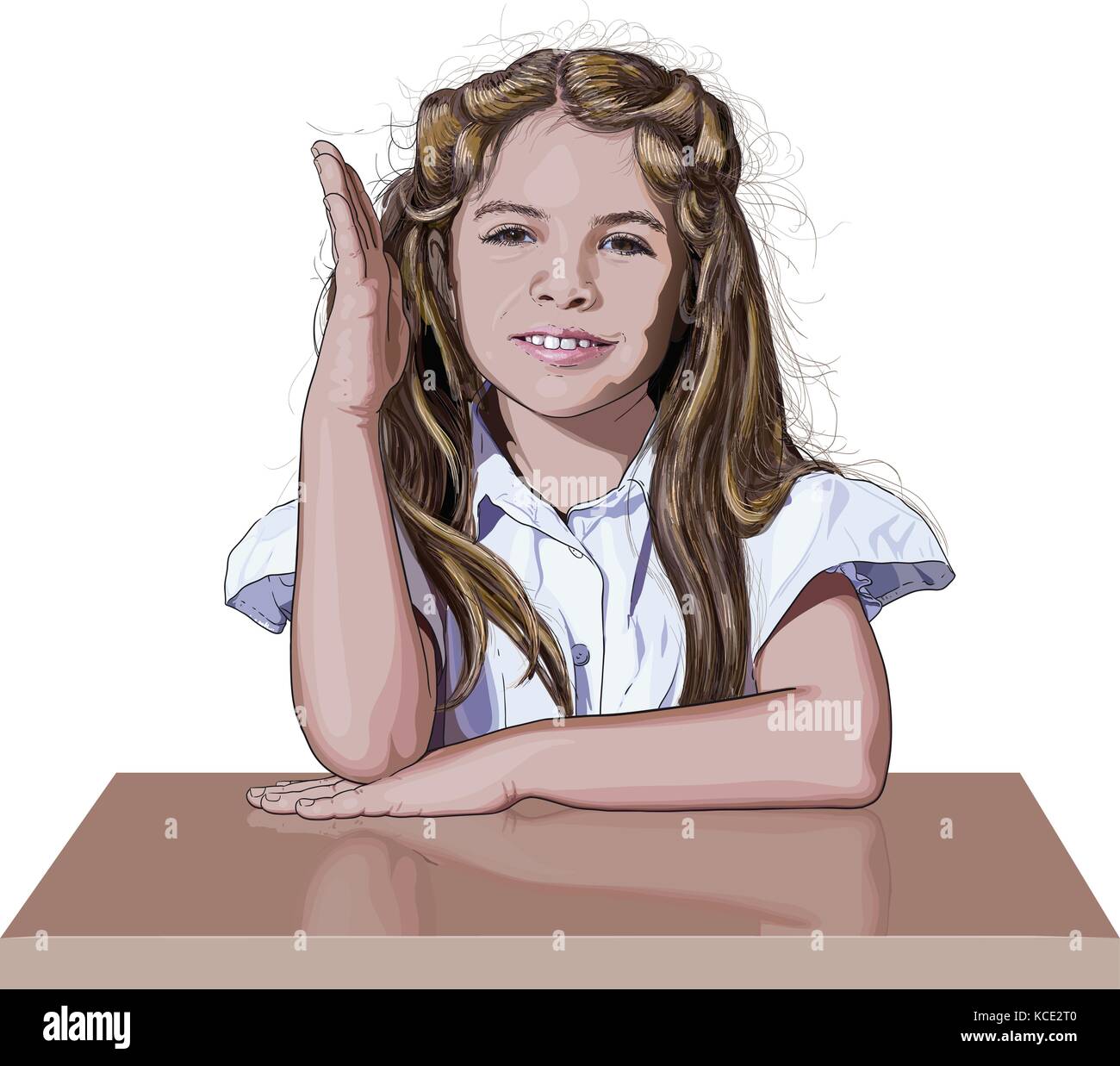 School girl hand raising smiling child Stock Vector Images - Alamy