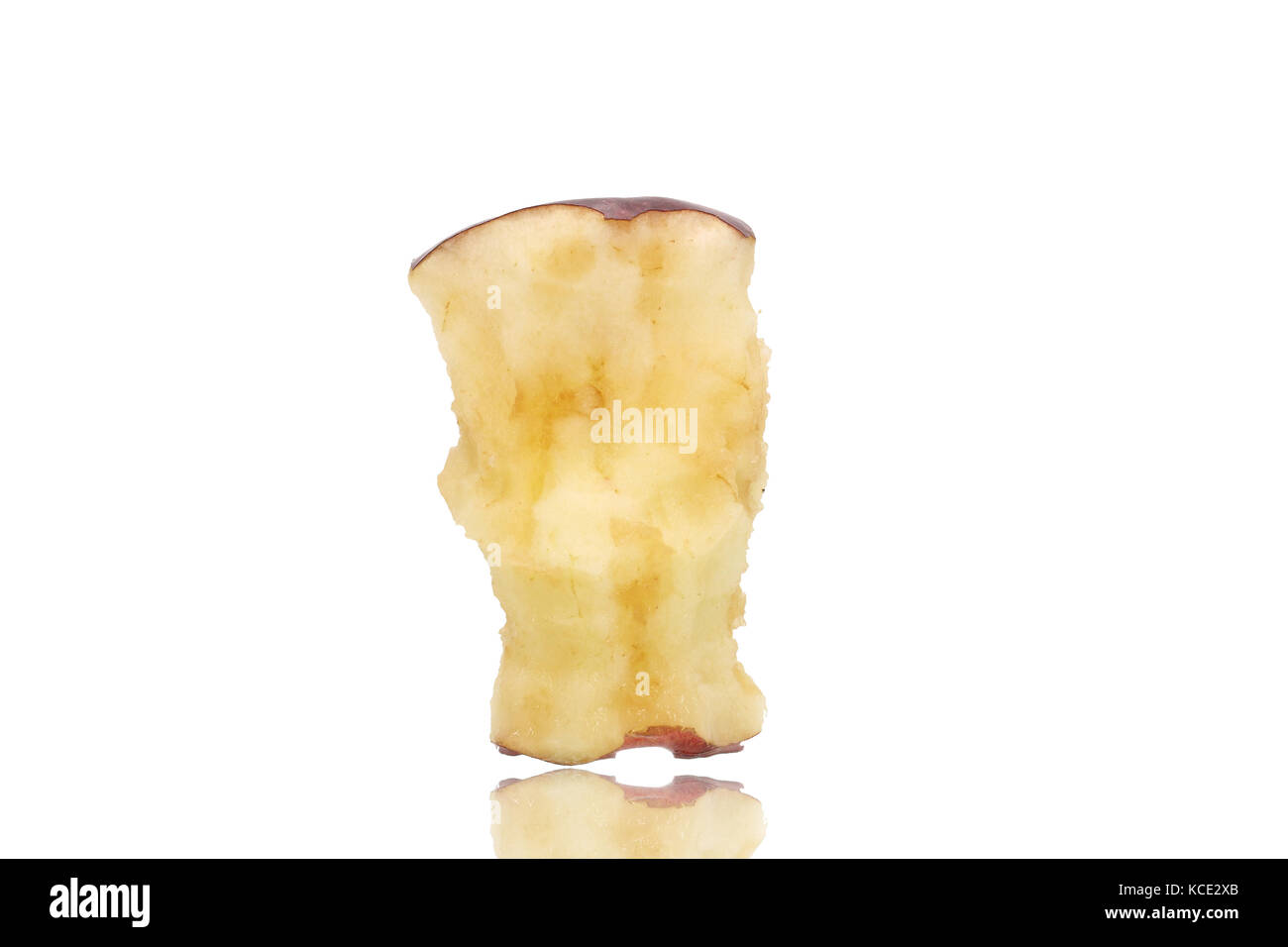 red apple eaten to core, isolated on white background Stock Photo - Alamy