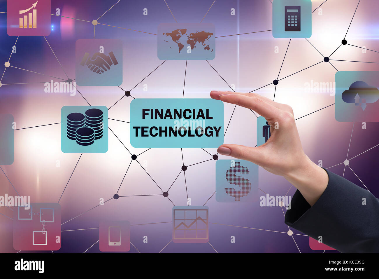 Hand holding financial technology fintech concept Stock Photo - Alamy