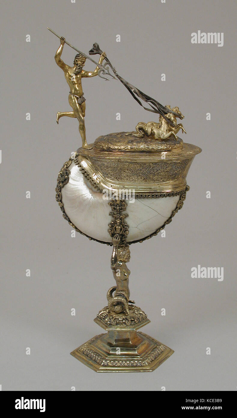 Nautilus cup, 19th century, German, Nuremberg, Silver gilt, shell, No ...