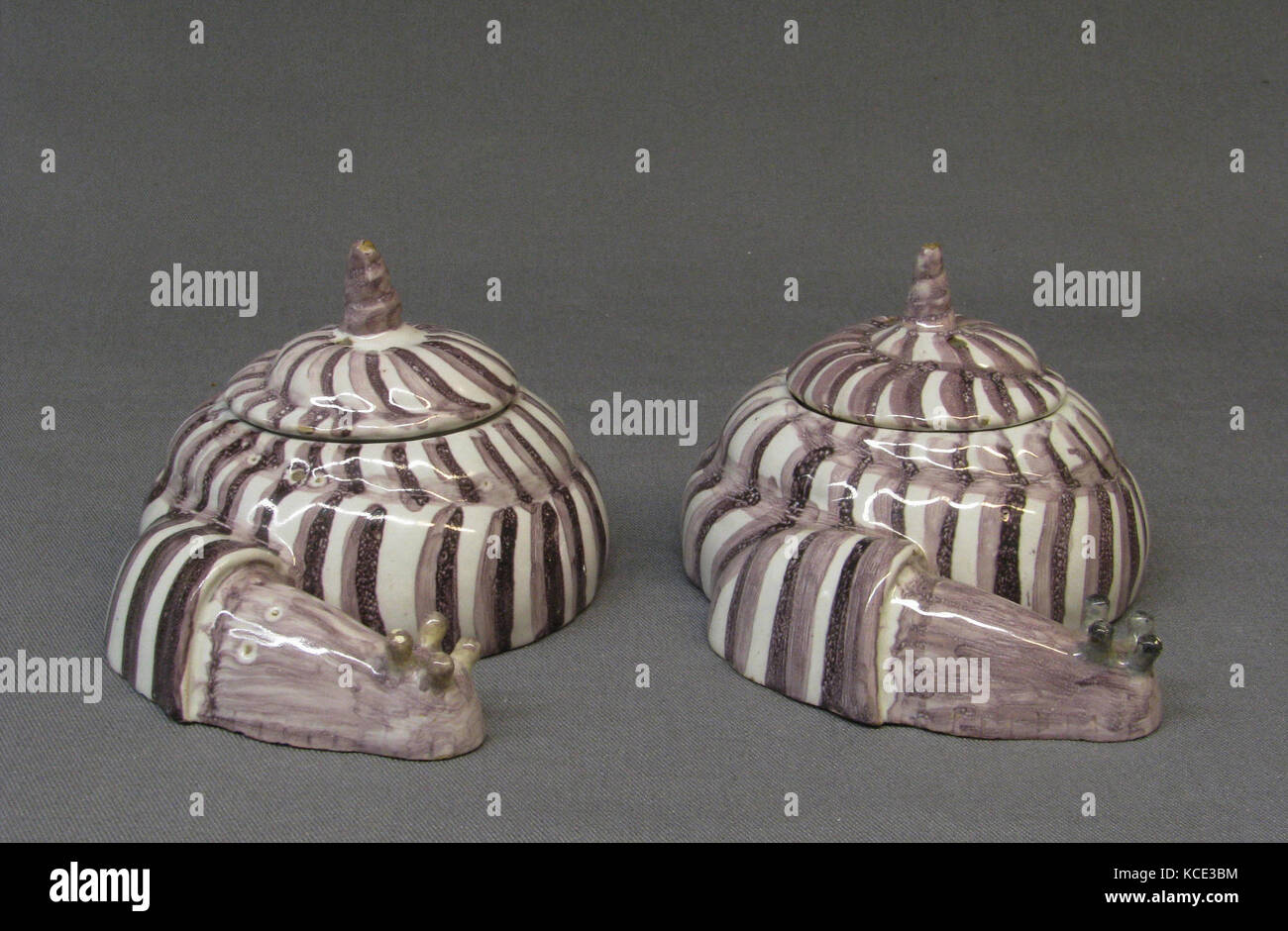 Pair of boxes with covers in the form of snails, ca. 1750 Stock Photo ...