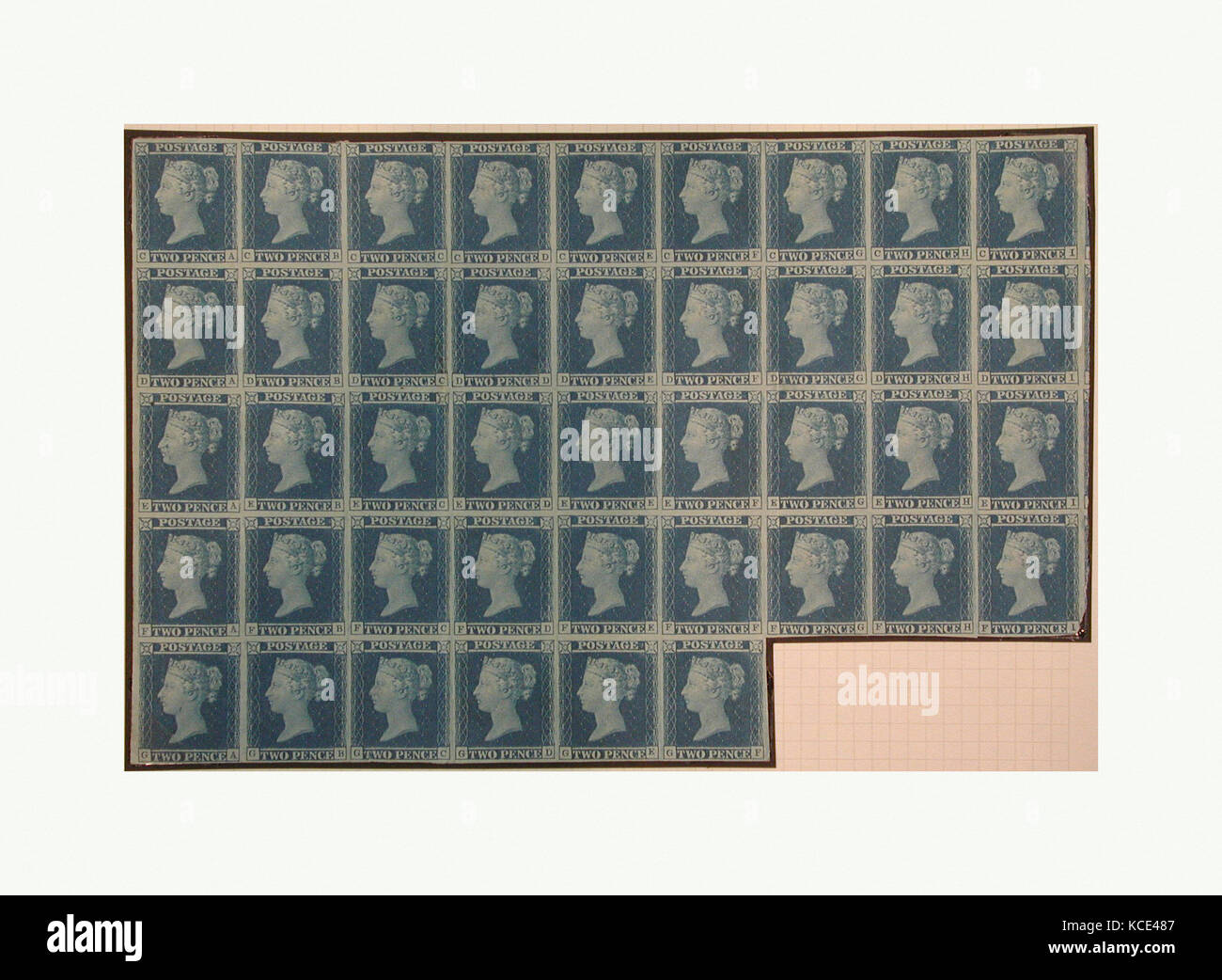 "Two Penny Blue" postage stamps, After a design by William Wyon, issued ...