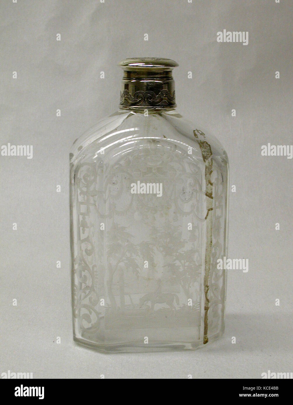 Flask (one of a pair), 18th century, German, Augsburg, Cut glass ...