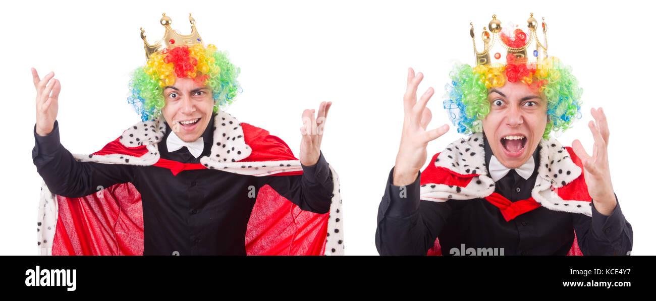 Businessman with crown isolated on white Stock Photo - Alamy
